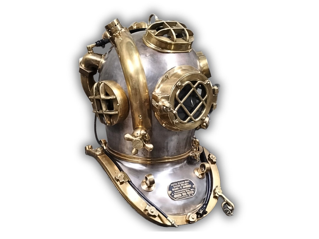 Pure Copper Brass US Navy Diving Helmet, Mark V Divers Helmet Replica ...