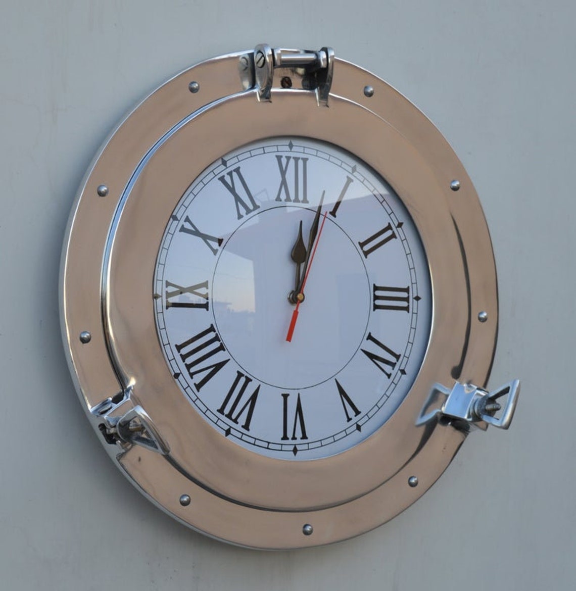 Nautical Chrome Plated Porthole Ship Décor Brass Porthole Marine Time ...