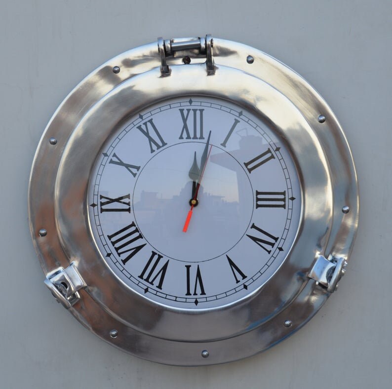 Nautical Chrome Plated Porthole Ship Décor Brass Porthole Marine Time ...