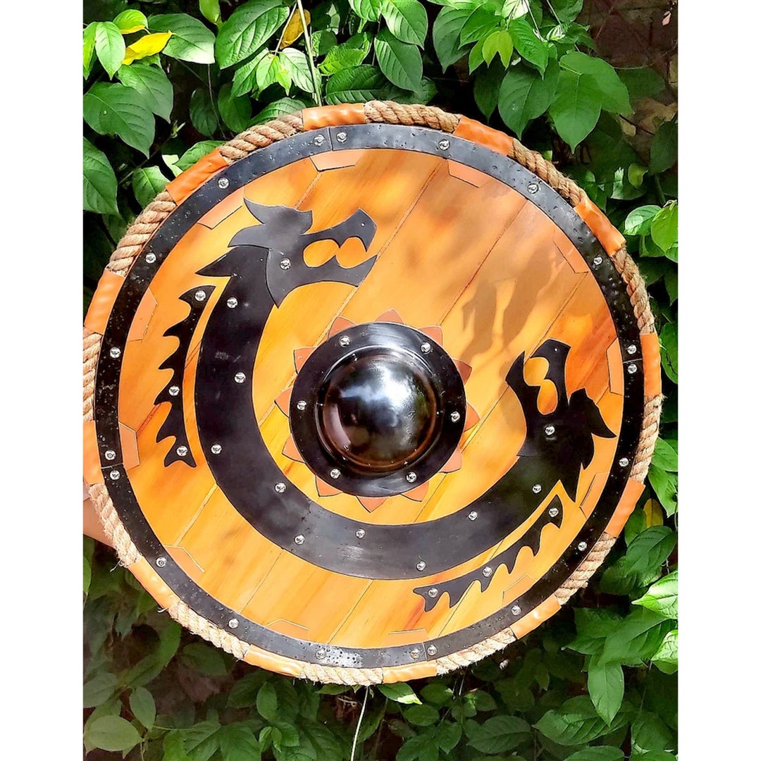 Medieval Viking Shield, Wooden Shield, Compass Shield, Valhalla Raven ...