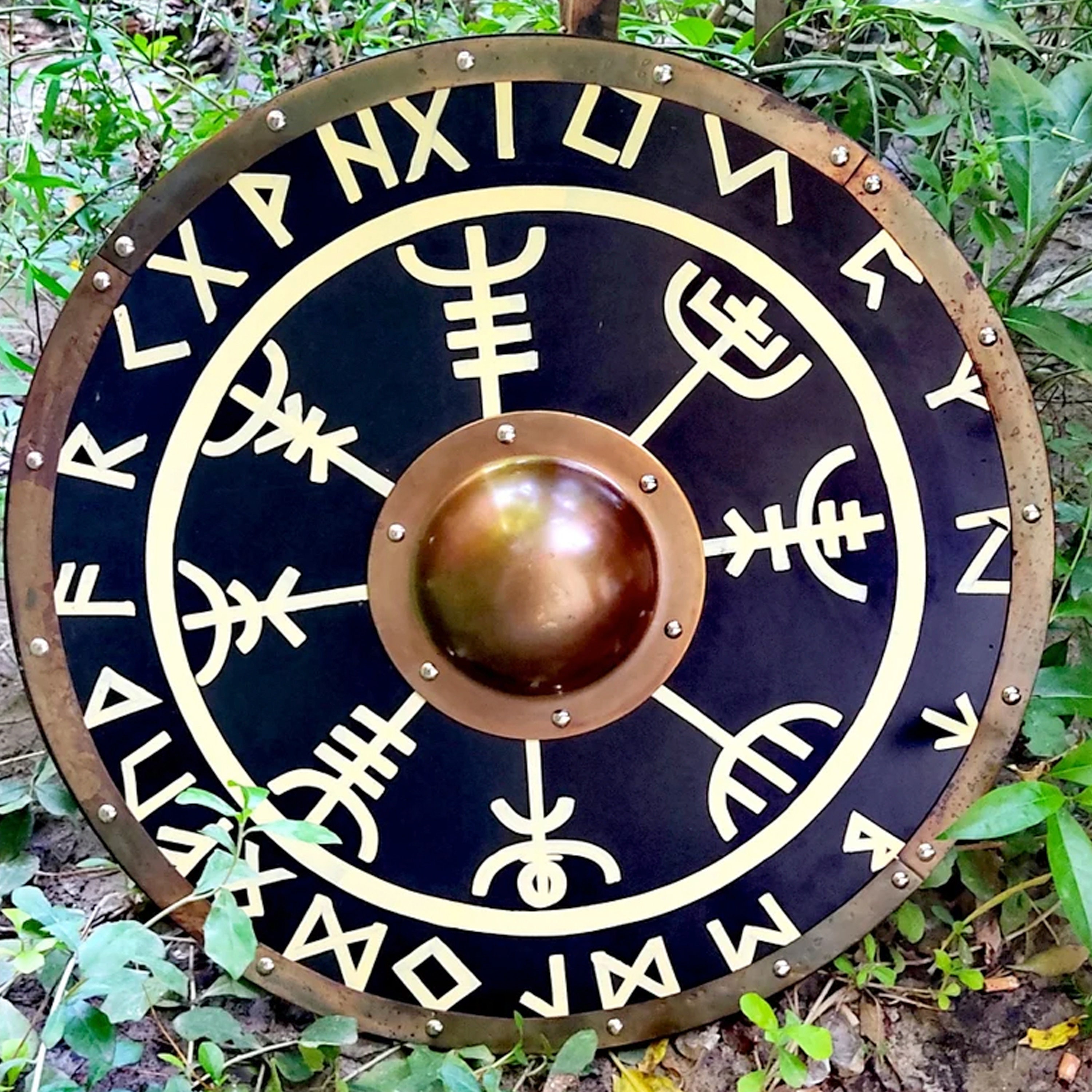 Medieval Viking Shield, Wooden Shield, Compass Shield, Valhalla Raven ...