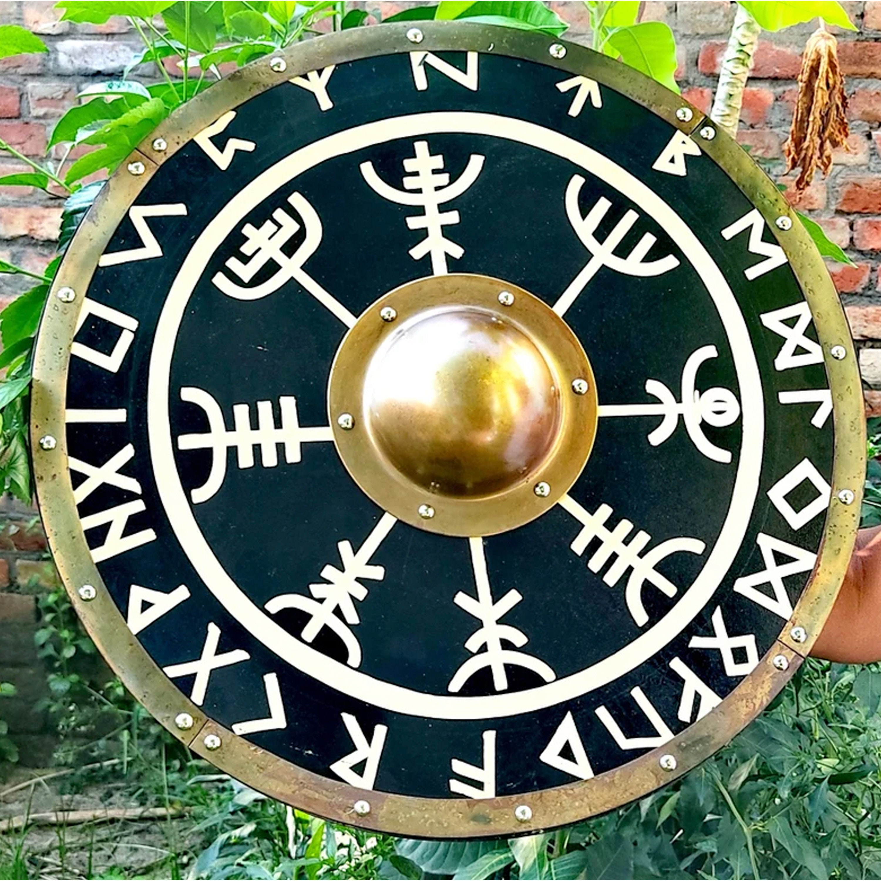 Medieval Viking Shield, Wooden Shield, Compass Shield, Valhalla Raven ...