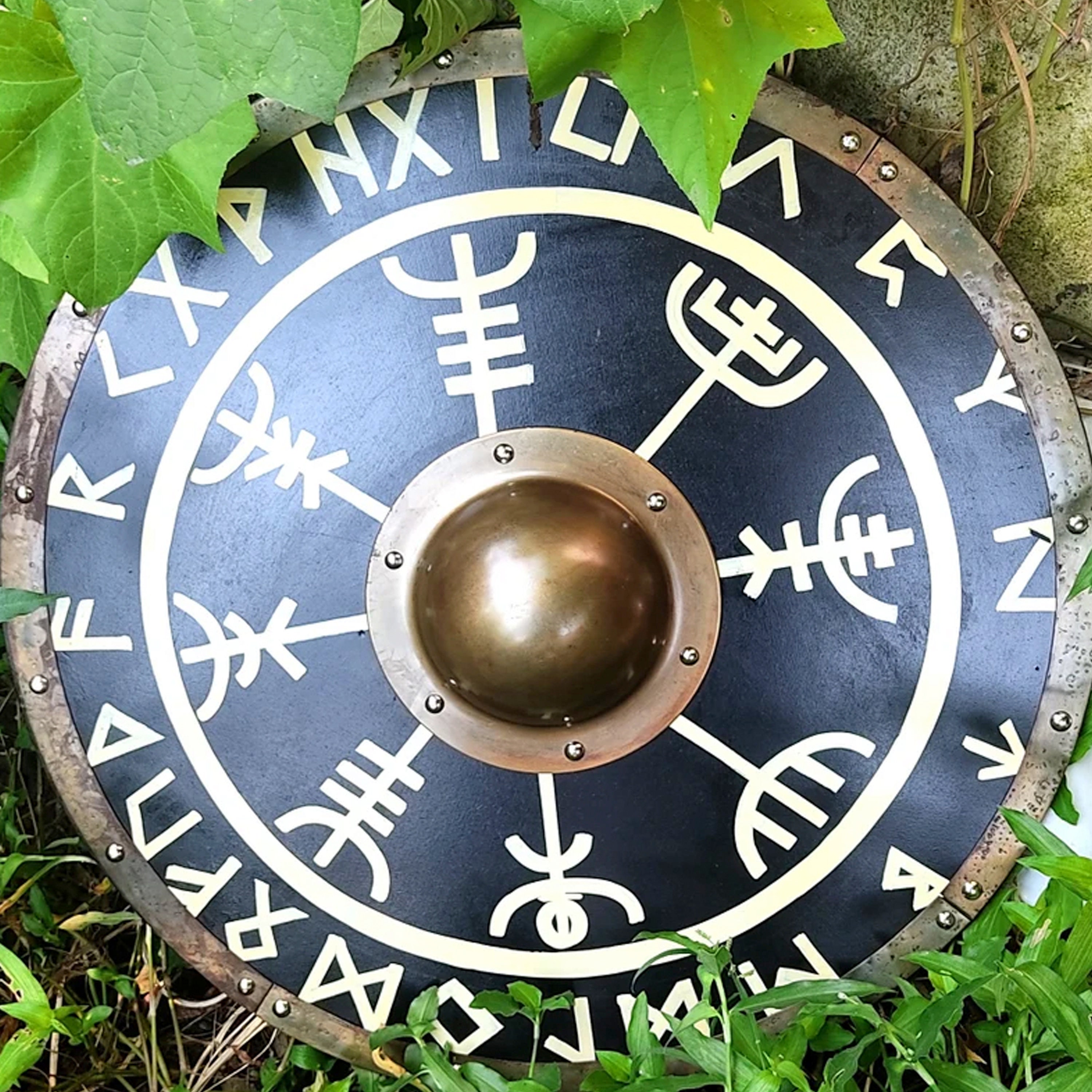 Medieval Viking Shield, Wooden Shield, Compass Shield, Valhalla Raven ...