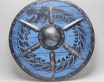 Compass Shield, Wooden Shield, Medieval Viking Shield, Valhalla Raven ...