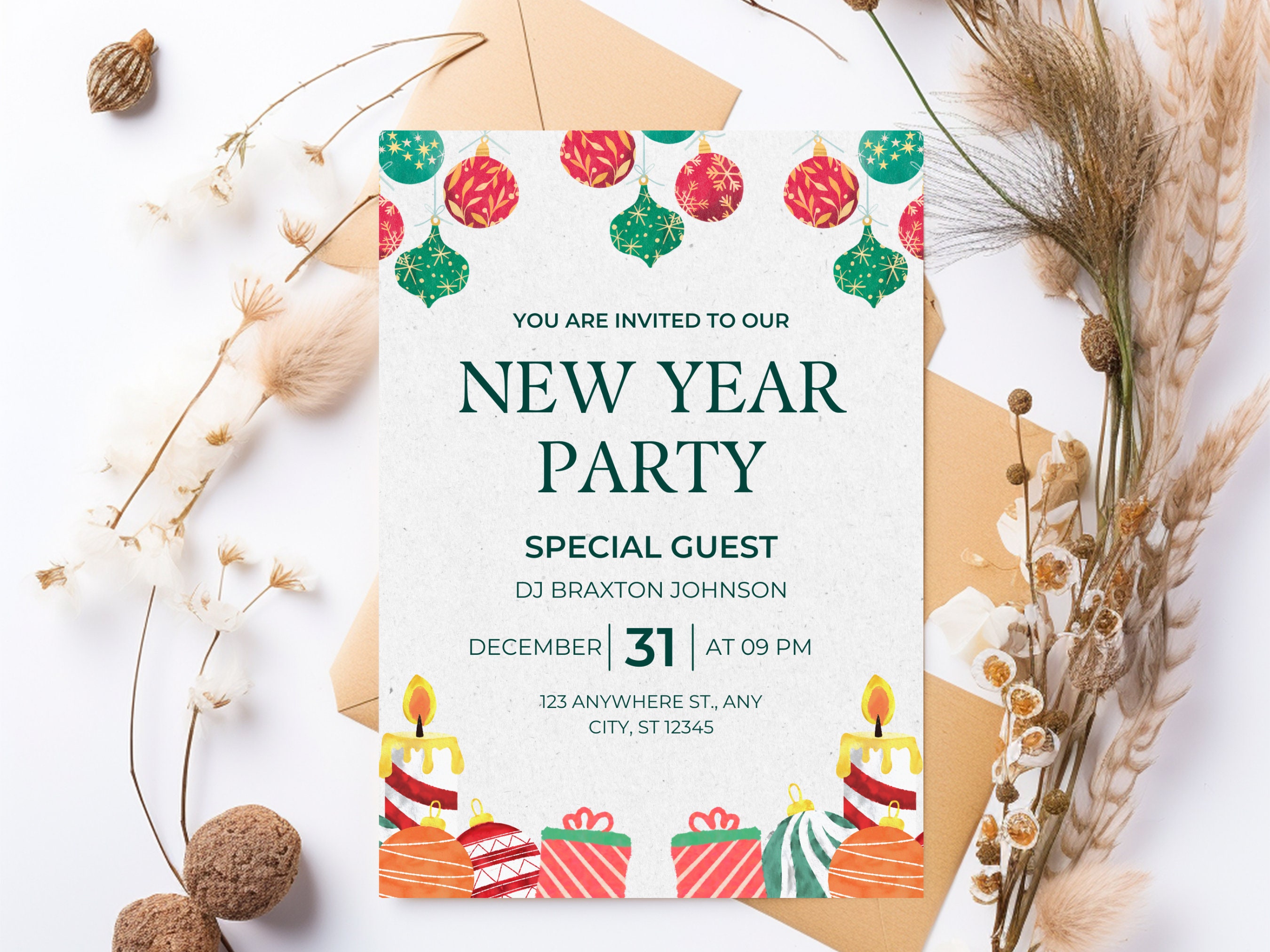 New Year Eve Party Invitation Card Office New Year Eve Invitation Card ...