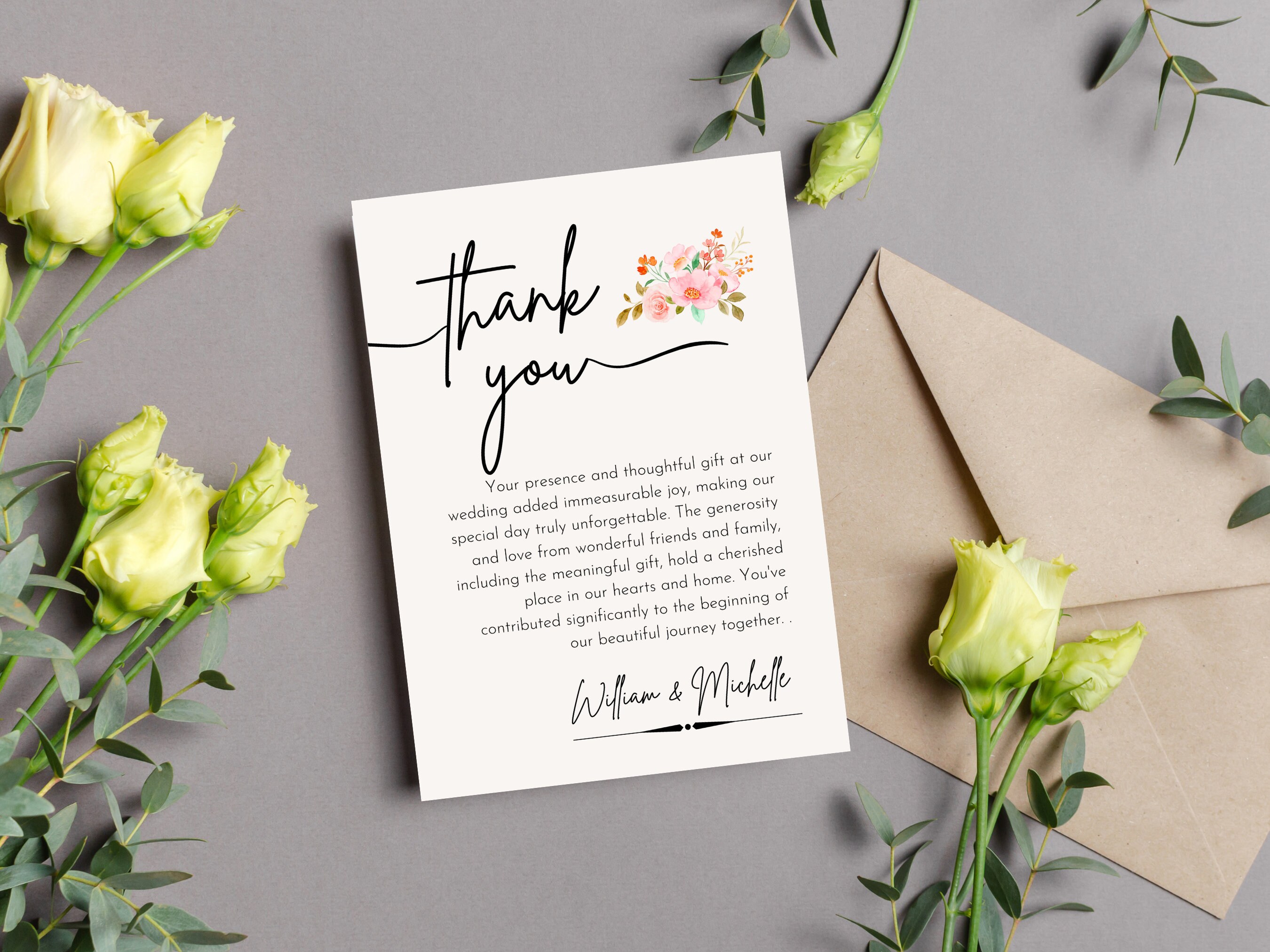 Editable Wedding Thank You Card Template Modern Wedding - Etsy