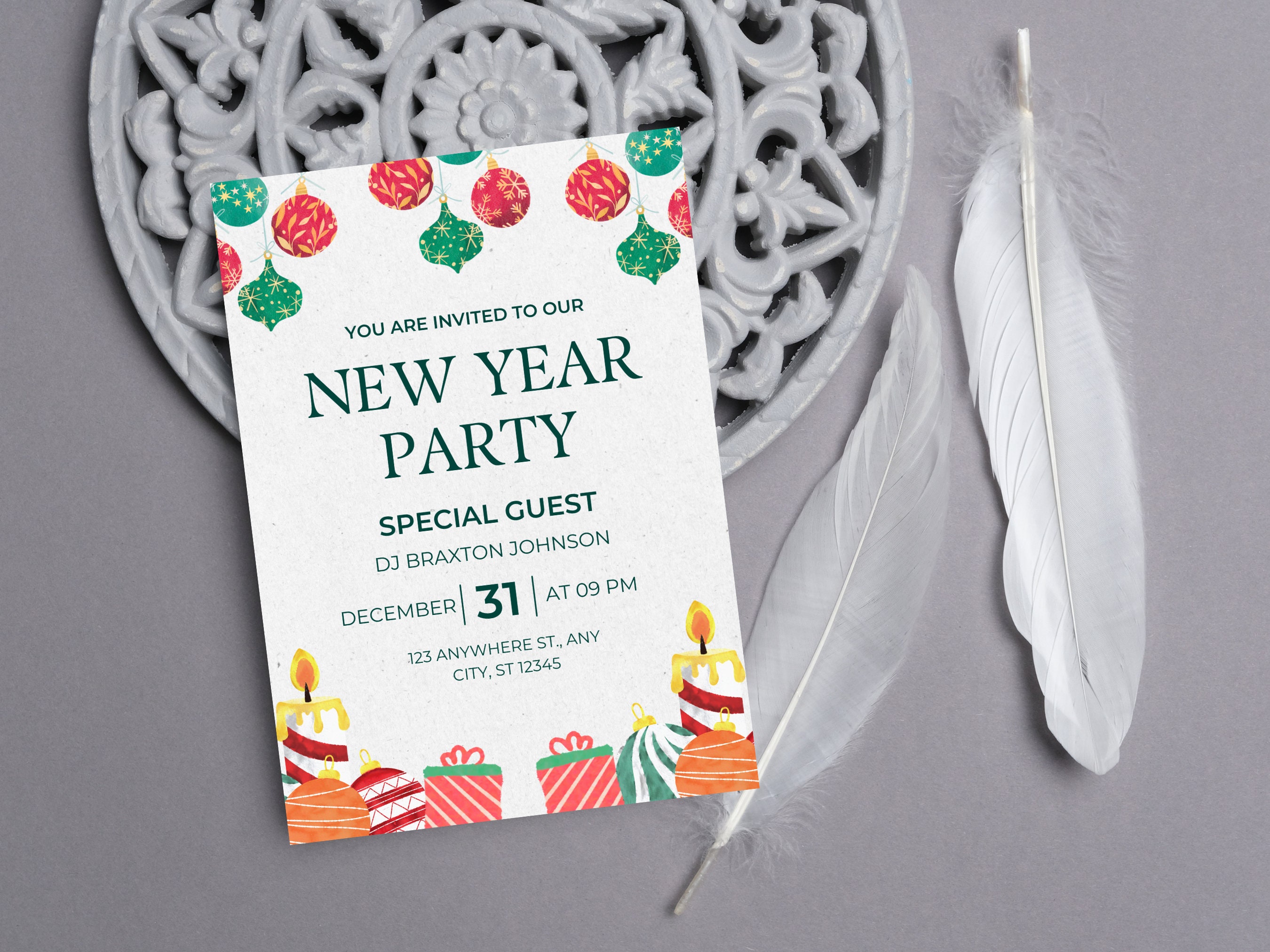 New Year Eve Party Invitation Card Office New Year Eve Invitation Card ...
