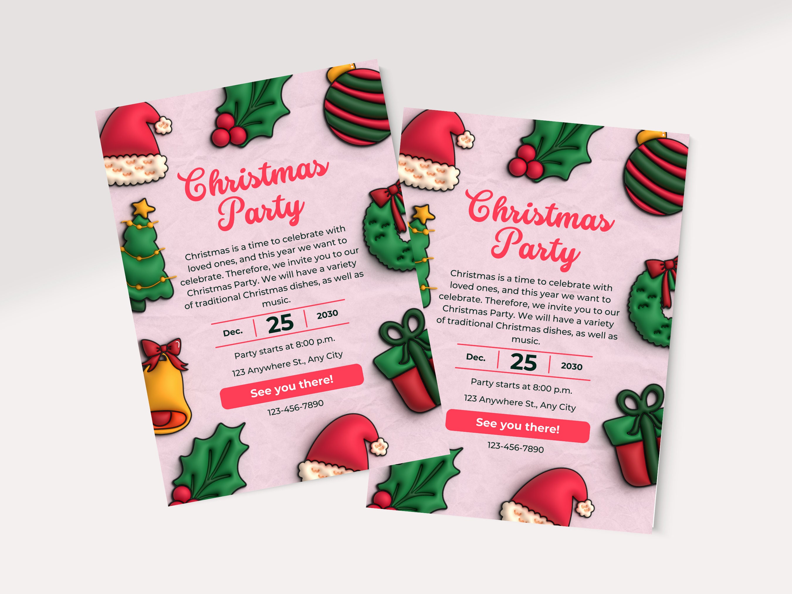 Editable Christmas Party Invitation Card Printable Christmas Invitation ...