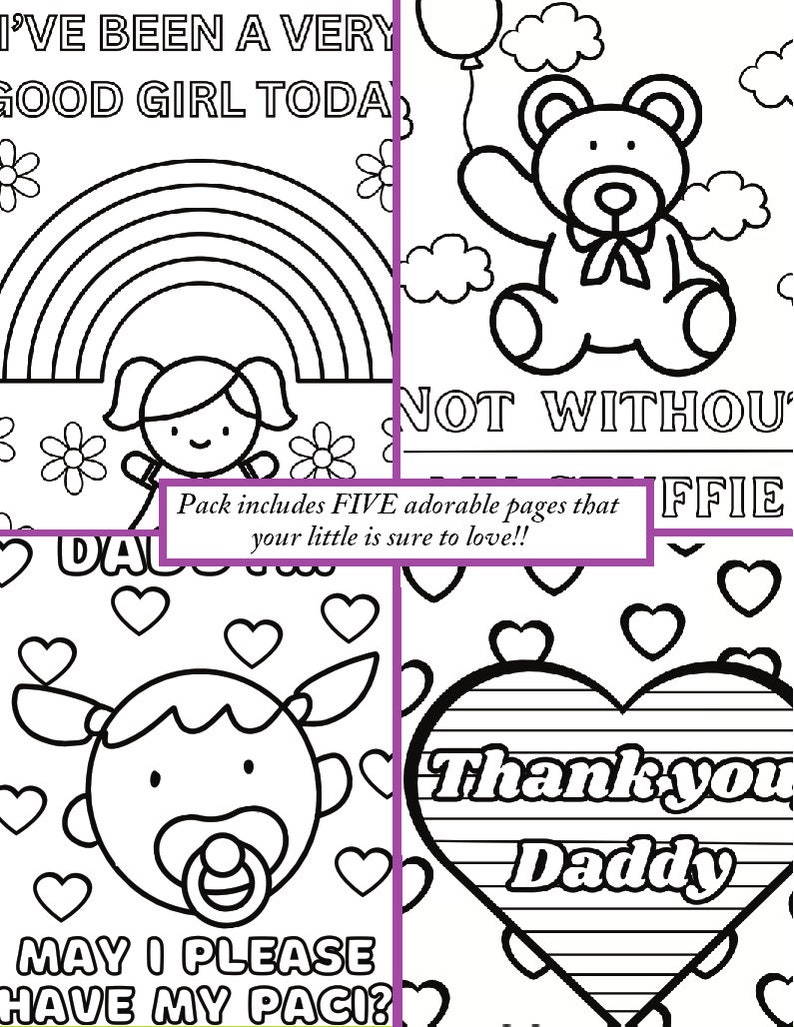 Adult Coloring Page Set - Littleplay - Ddlg - Abdl - Little ...