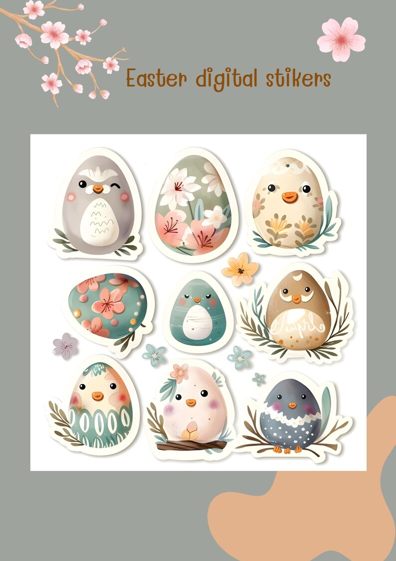 Easter Stickers Sheet Printable Easter Planner Stickers Journal ...