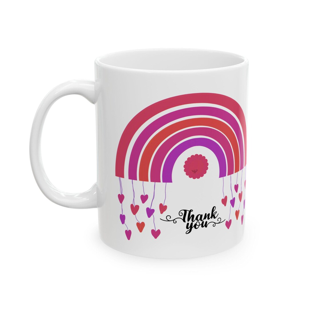Rainbow Thank You Teacher Mug, Customized Teacher Ceramic Mug, Rainbow ...