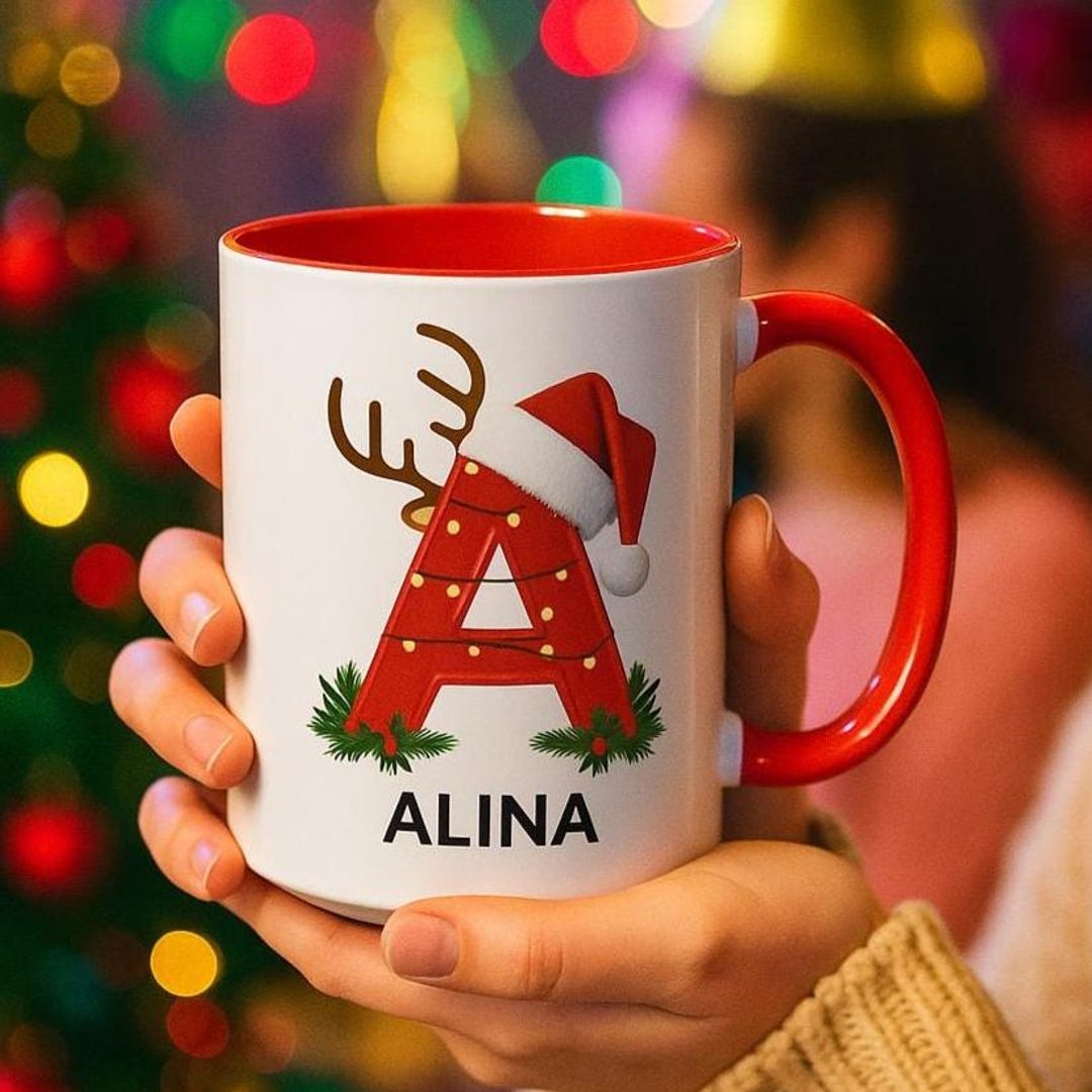 Personalized Christmas Cups With Names, Kids X-mas Cocoa Mug. Holiday ...