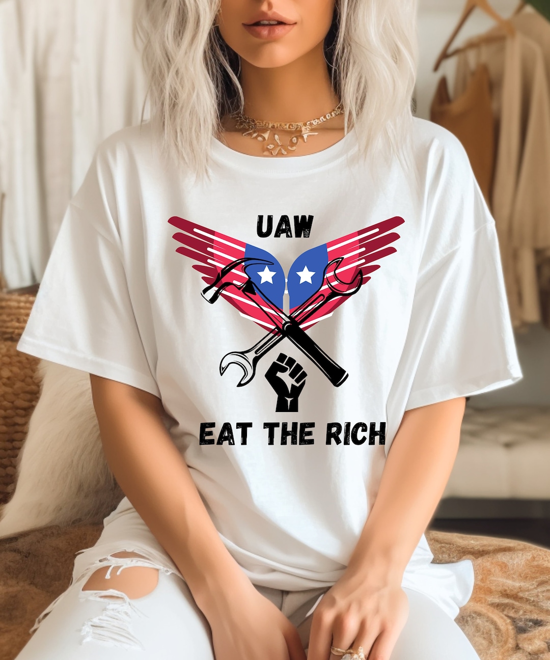 Uaw Eat the Rich UAW Strong UAW Proud Union Vintage US Flag - Etsy
