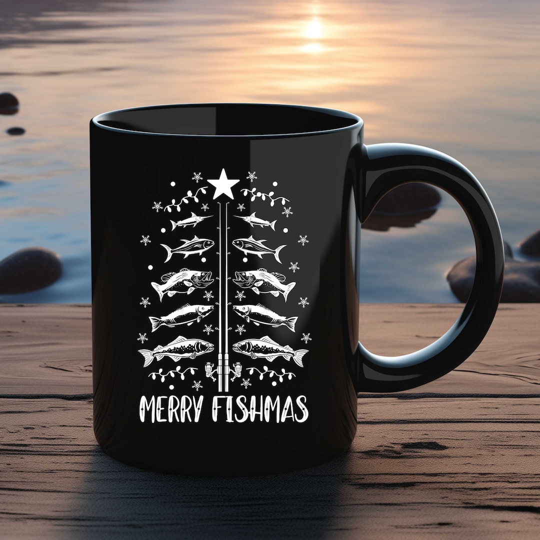 Fishmas Rod Fish Tree Mug Fishmas Tree Mug Holiday Fishing - Etsy