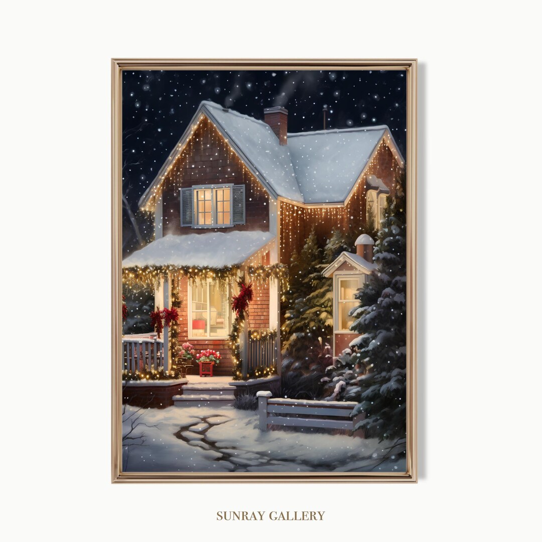 Winter House Art, Winter House Painting, Vintage Winter Scene, Winter ...