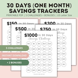 30 Day Savings Challenge Printables Bundle, Money Saving Challenge ...