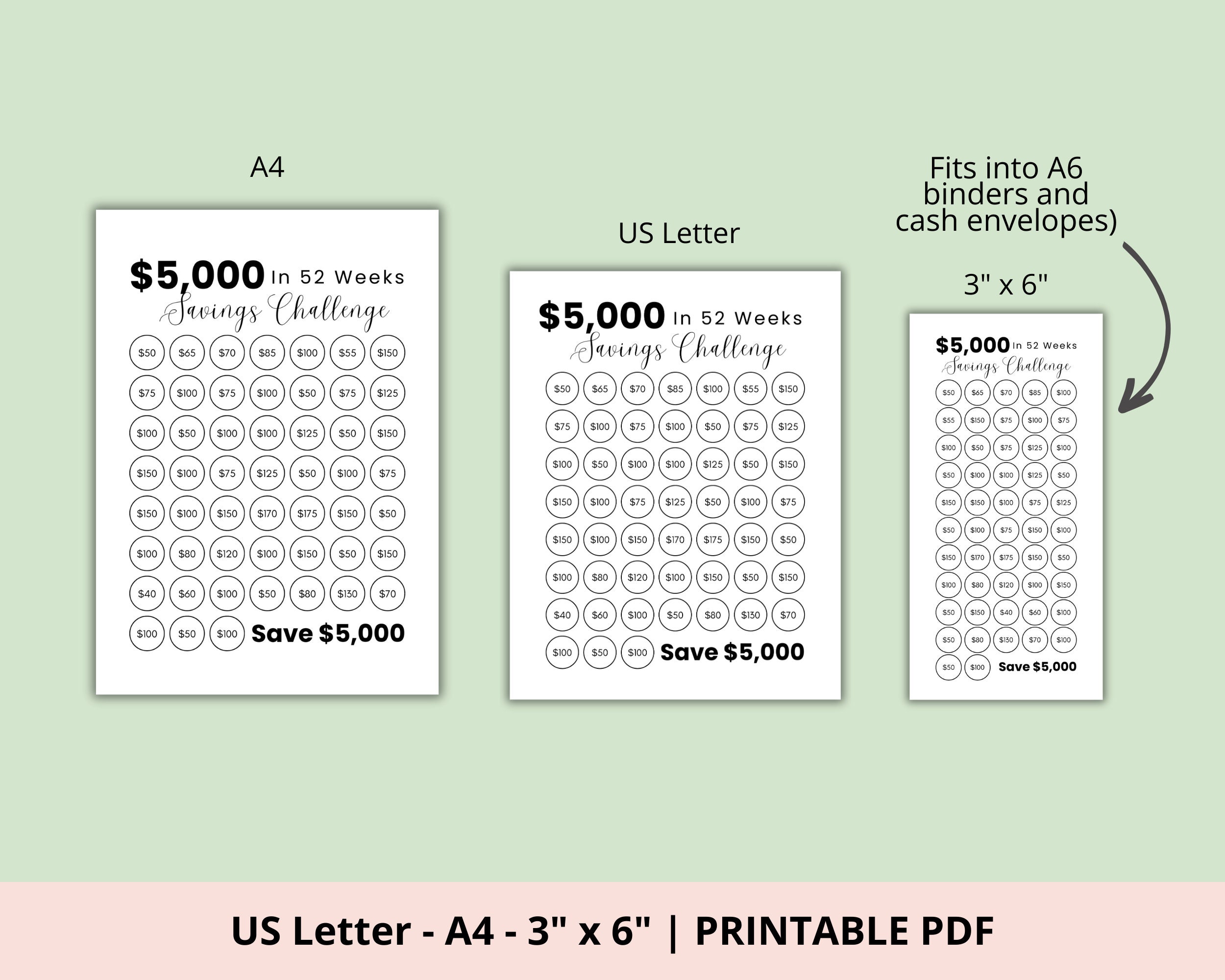 5000 Savings Challenge Printable | 5,000 Savings Challenge in a Year ...