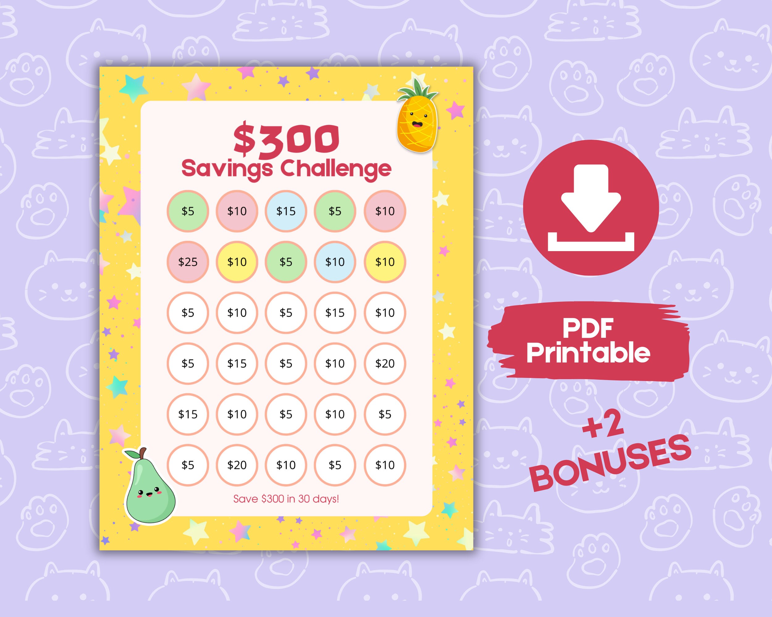 300 Savings Challenge Printable Money Saving Challenge 30 Days ...