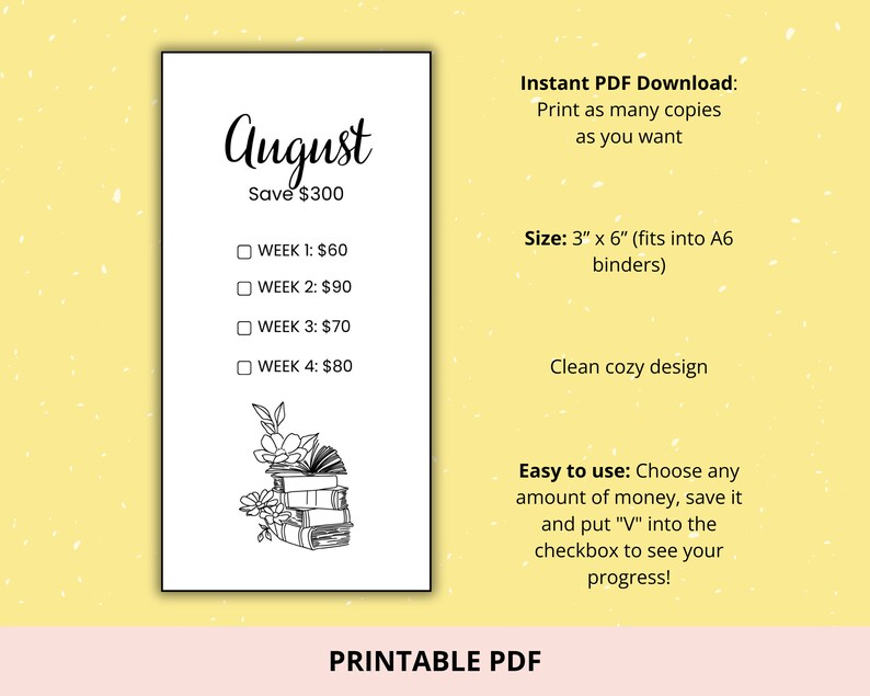 Savings Challenge Printable Savings Tracker A6 Savings Challenge Money ...