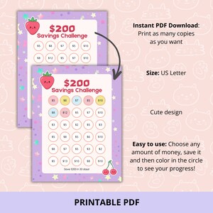 200 Savings Challenge Printable Money Saving Challenge 30 Days ...