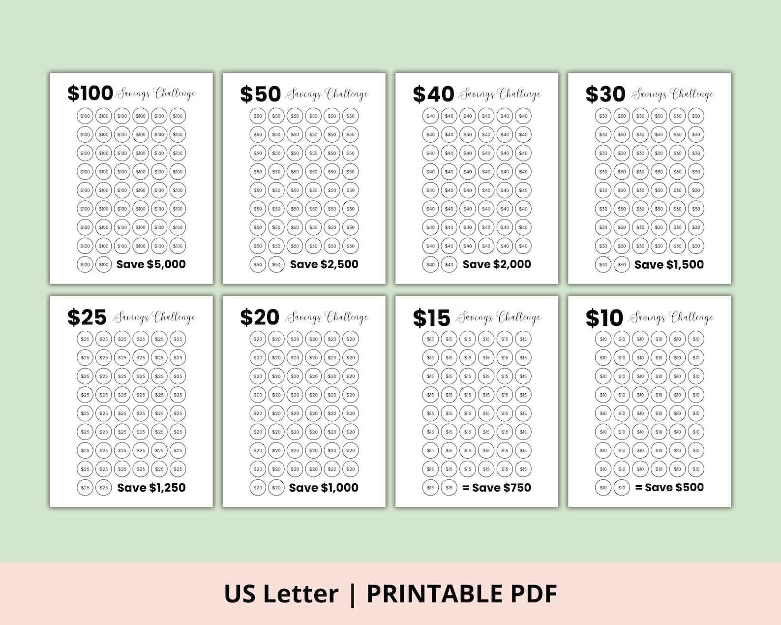 Money Saving Challenge Printable Savings Tracker Printables - Etsy