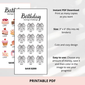 200 Birthday Savings Challenge Printable A6 Money Saving Challenge ...