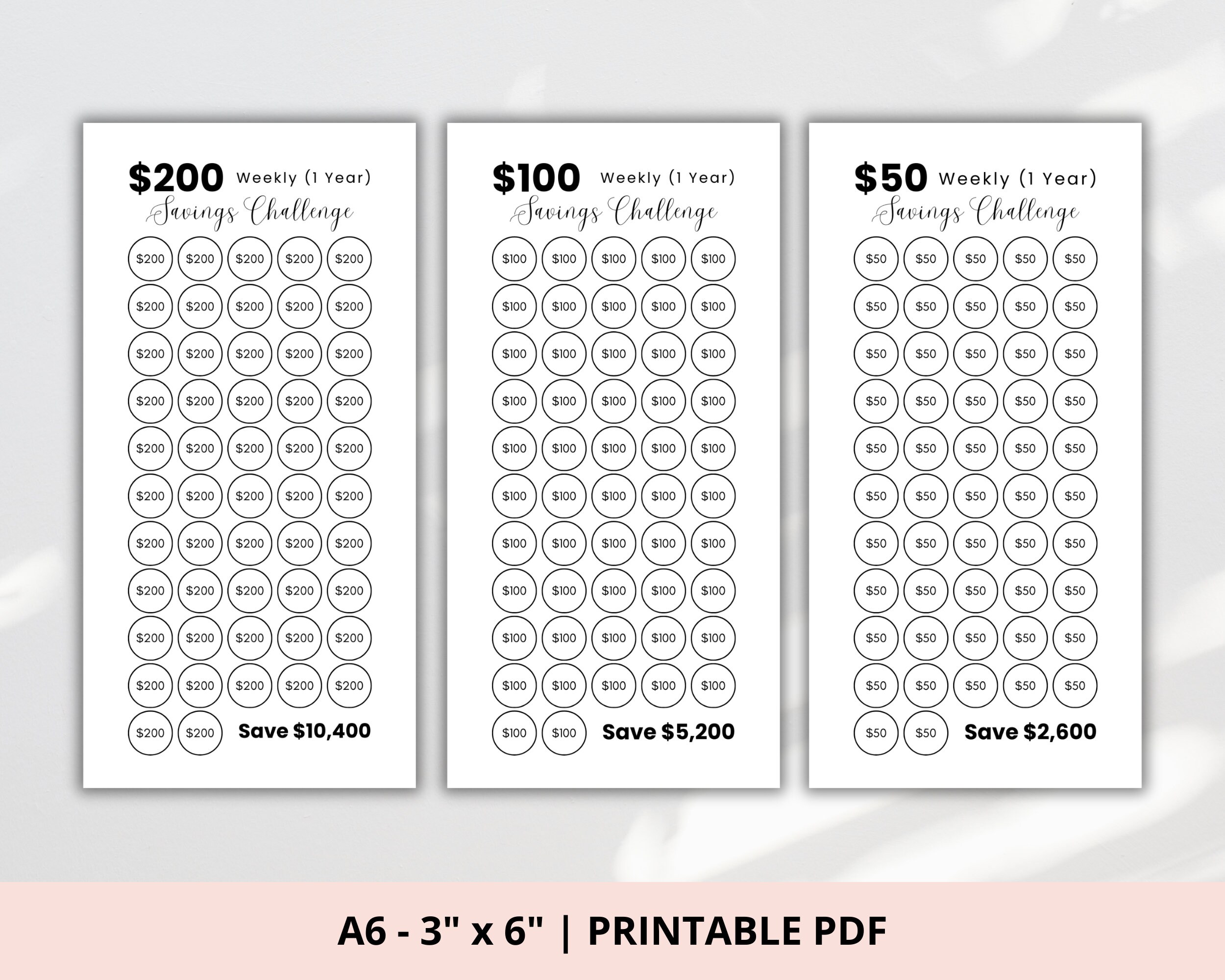 Savings Challenge Printable Bundle Saving Challenge A6 Money Challenge ...
