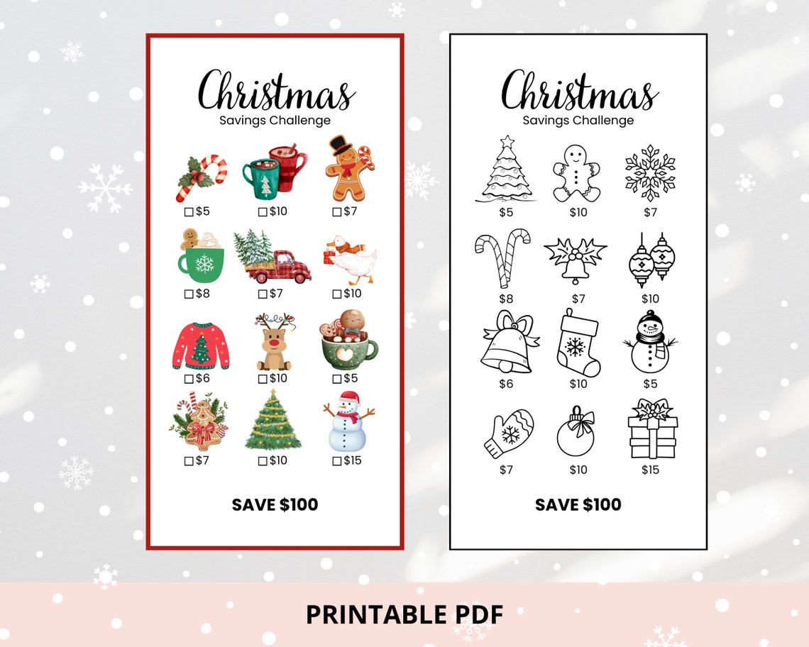 100 Christmas Savings Challenge Printable A6 Money Saving Challenge ...