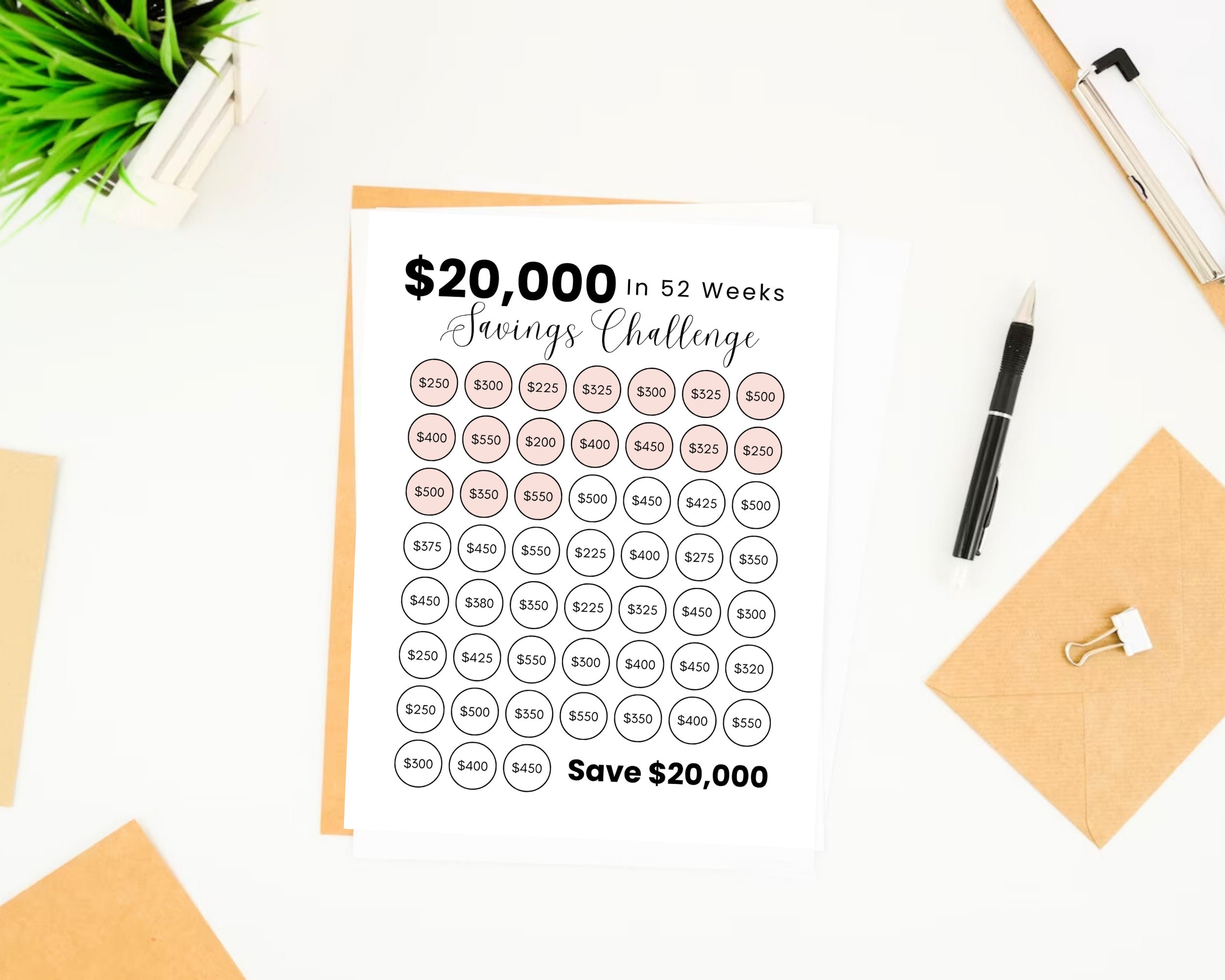 20000 Savings Challenge Printable 20,000 Savings Challenge in a Year ...