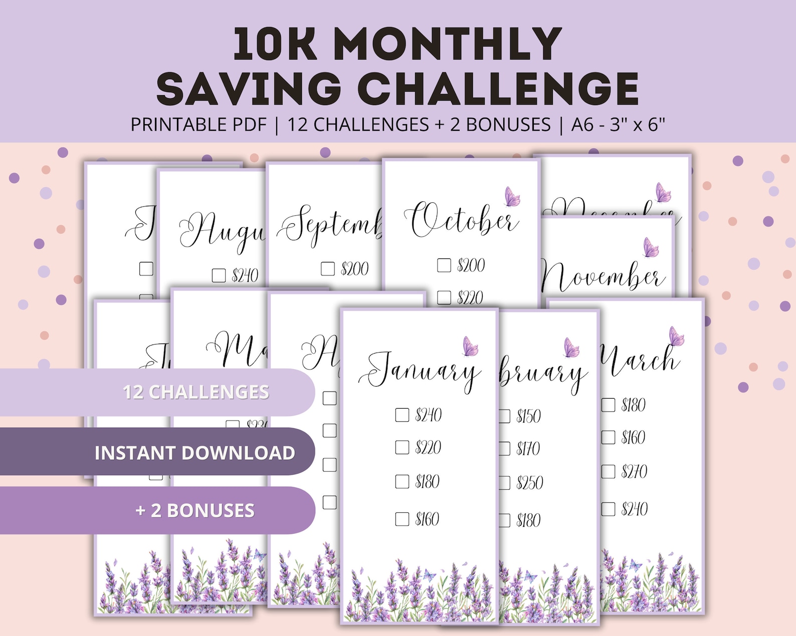 10K Savings Challenge Printable Savings Tracker 10K Monthly Savings ...