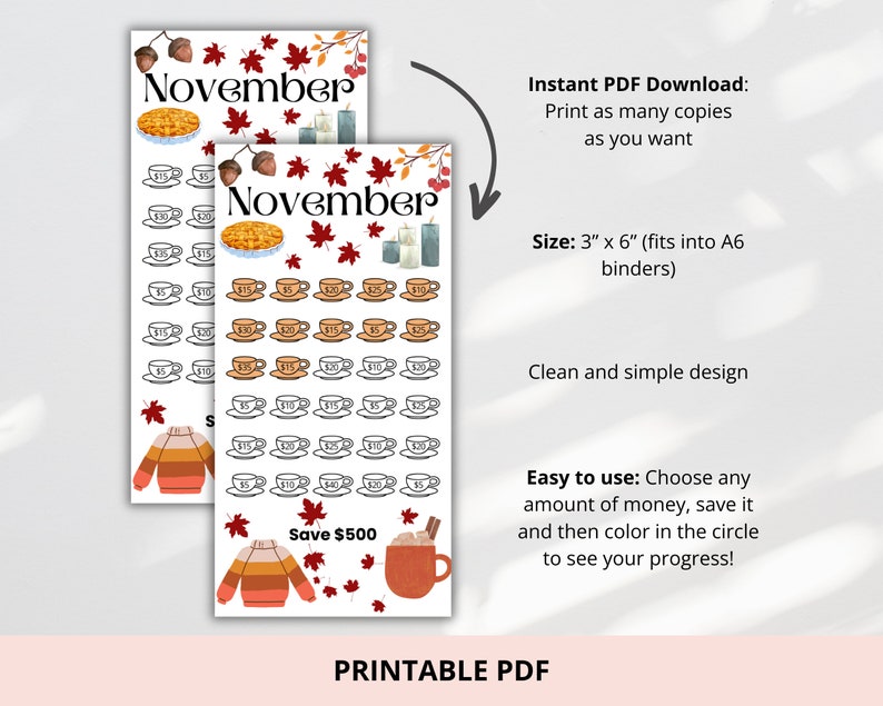 Savings Challenge Printable Savings Tracker A6 Savings Challenge Money ...