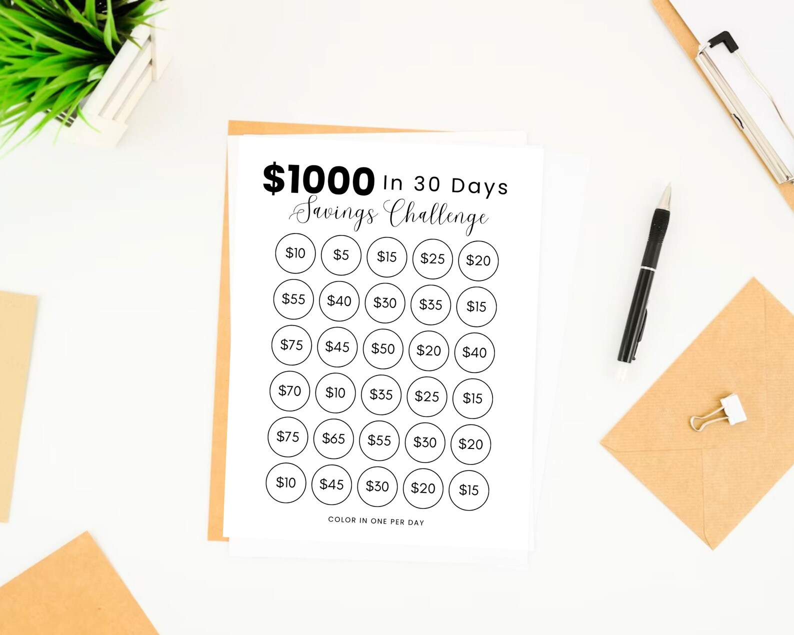 30 Day Savings Challenge Printables Bundle, Money Saving Challenge ...