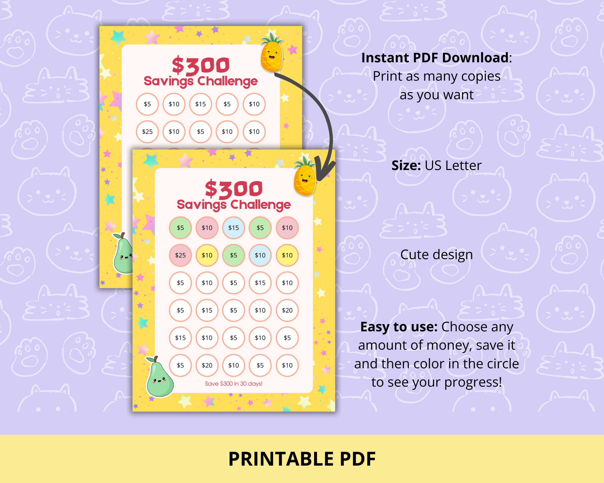 300 Savings Challenge Printable Money Saving Challenge 30 Days ...