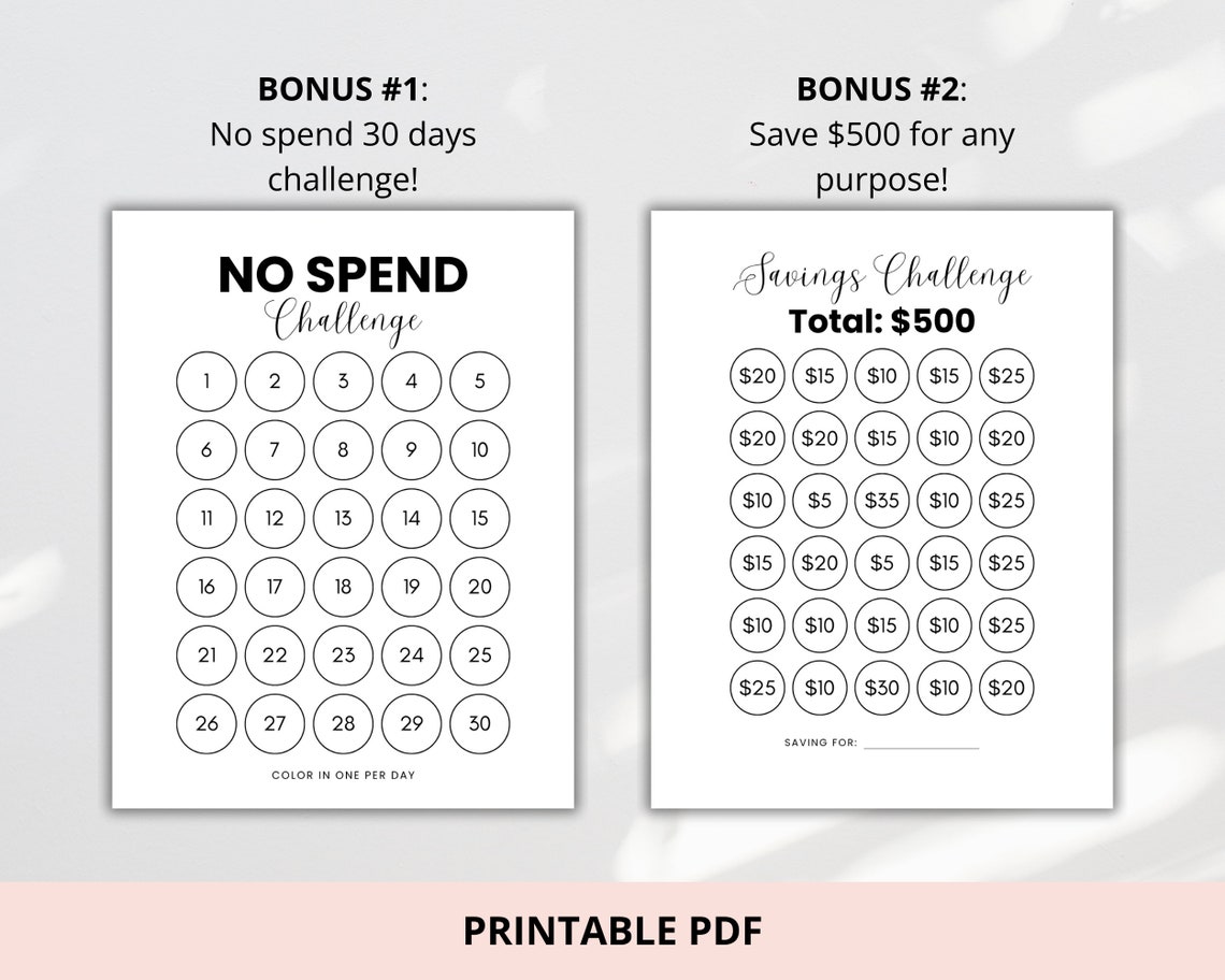 10 Dollar Bill Challenge Printable Savings Challenge A6 Savings Tracker ...