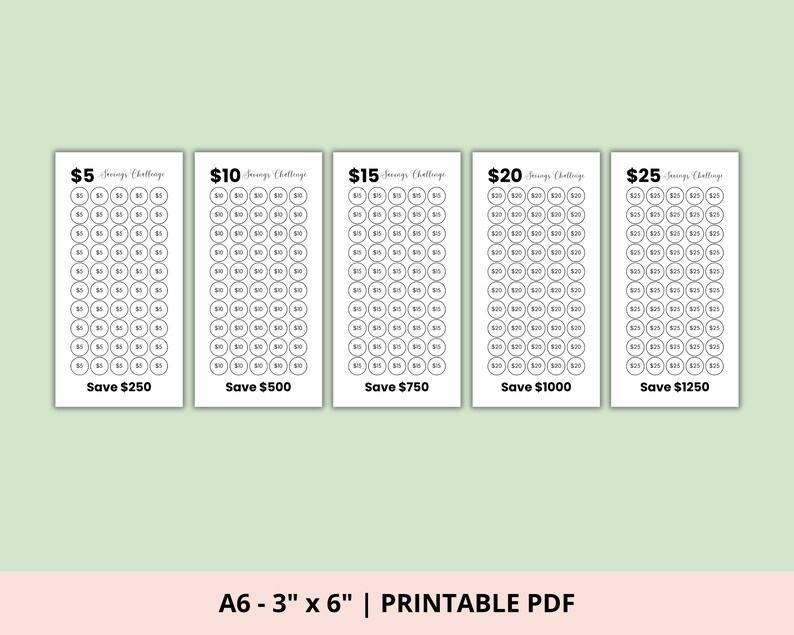 Savings Challenge Printable A6 | Savings Tracker Printables Bundle ...