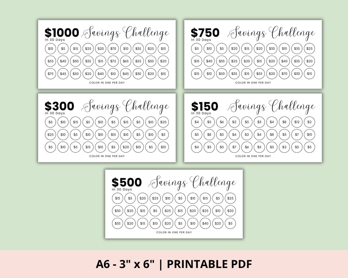 Savings Challenge Printable A6 | Savings Tracker Printables Bundle ...