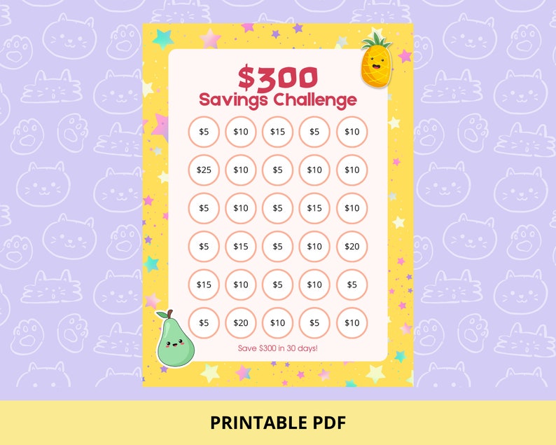 300 Savings Challenge Printable Money Saving Challenge 30 Days ...