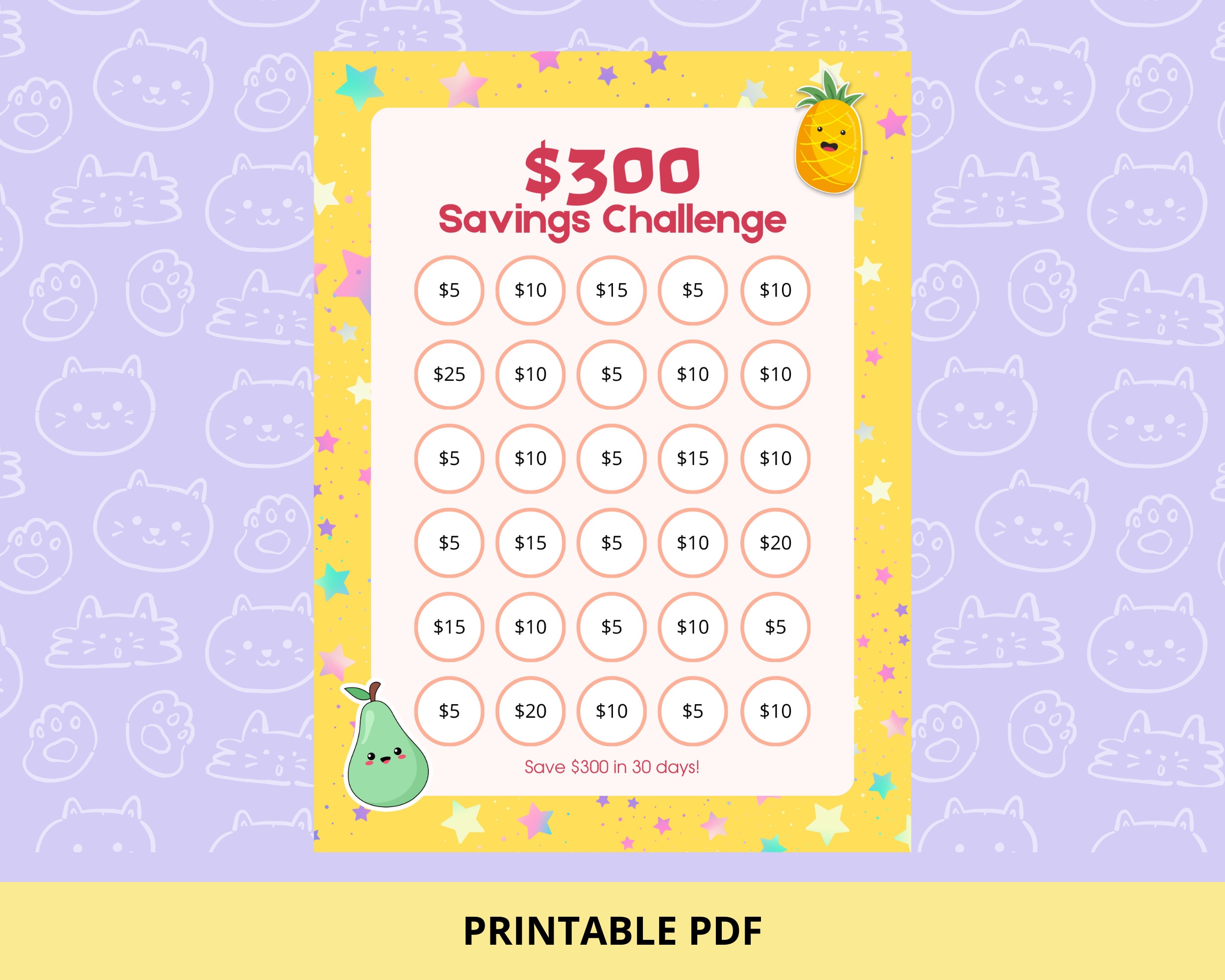 300 Savings Challenge Printable Money Saving Challenge 30 Days ...