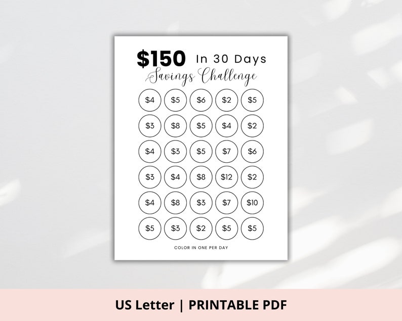 30 Day Savings Challenge Printables Bundle, Money Saving Challenge ...