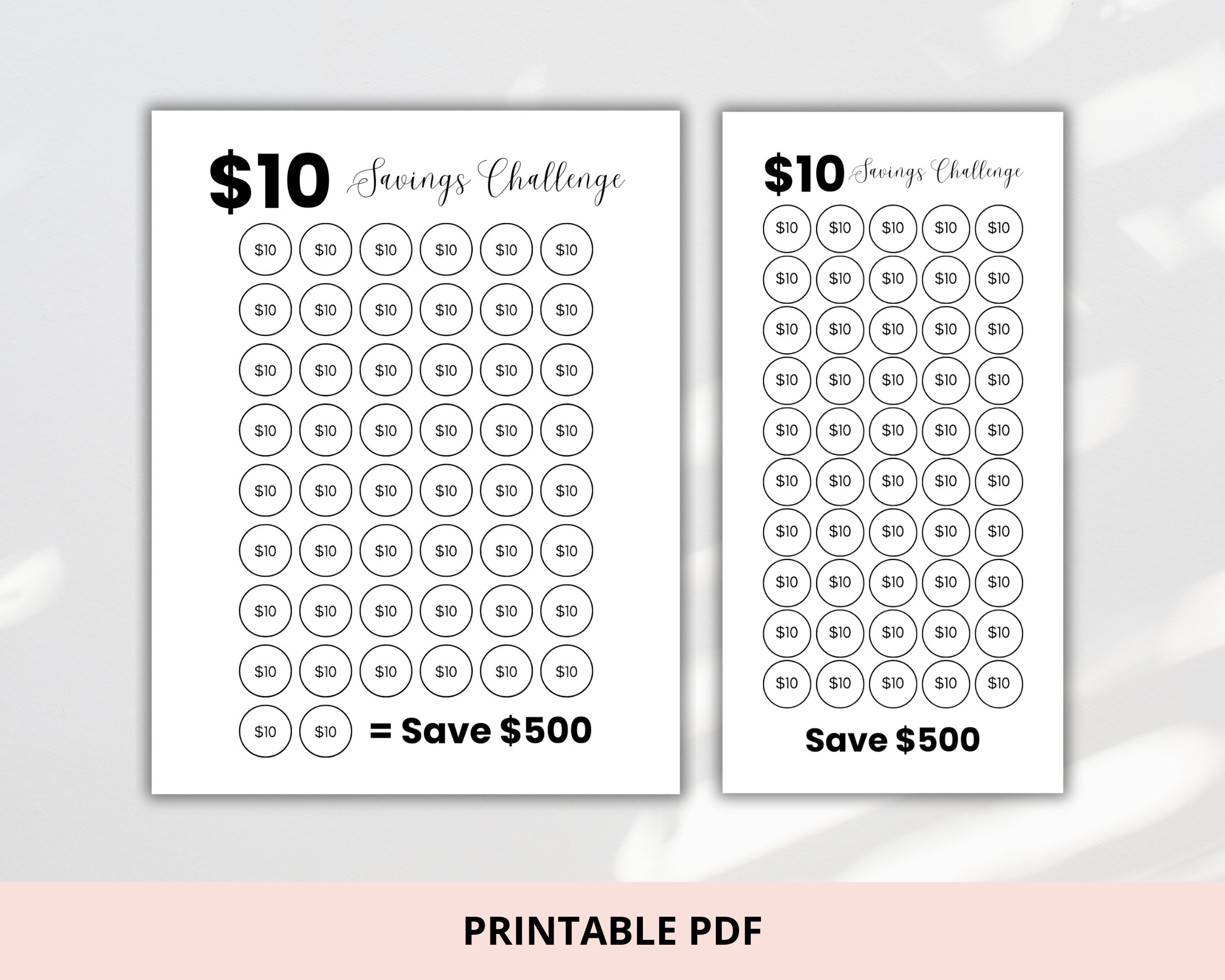 10 Dollar Bill Challenge Printable Savings Challenge A6 Savings Tracker ...