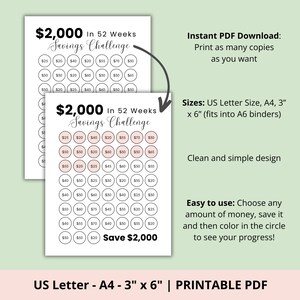 2K Savings Challenge Printable | 2,000 Savings Challenge in a Year ...