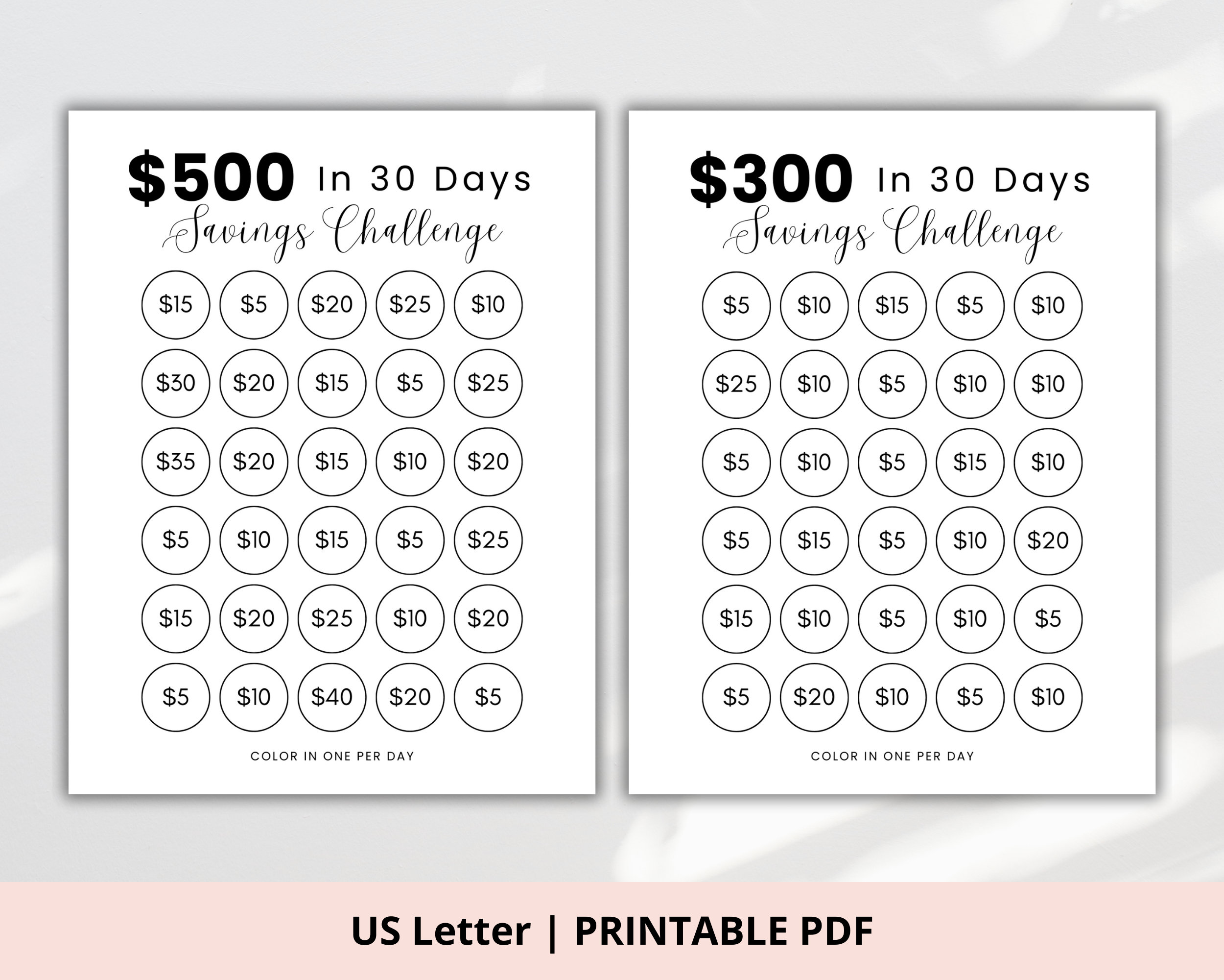 30 Day Savings Challenge Printables Bundle, Money Saving Challenge ...