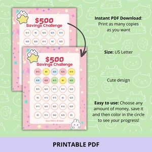 500 Savings Challenge Printable Money Saving Challenge 30 Days ...