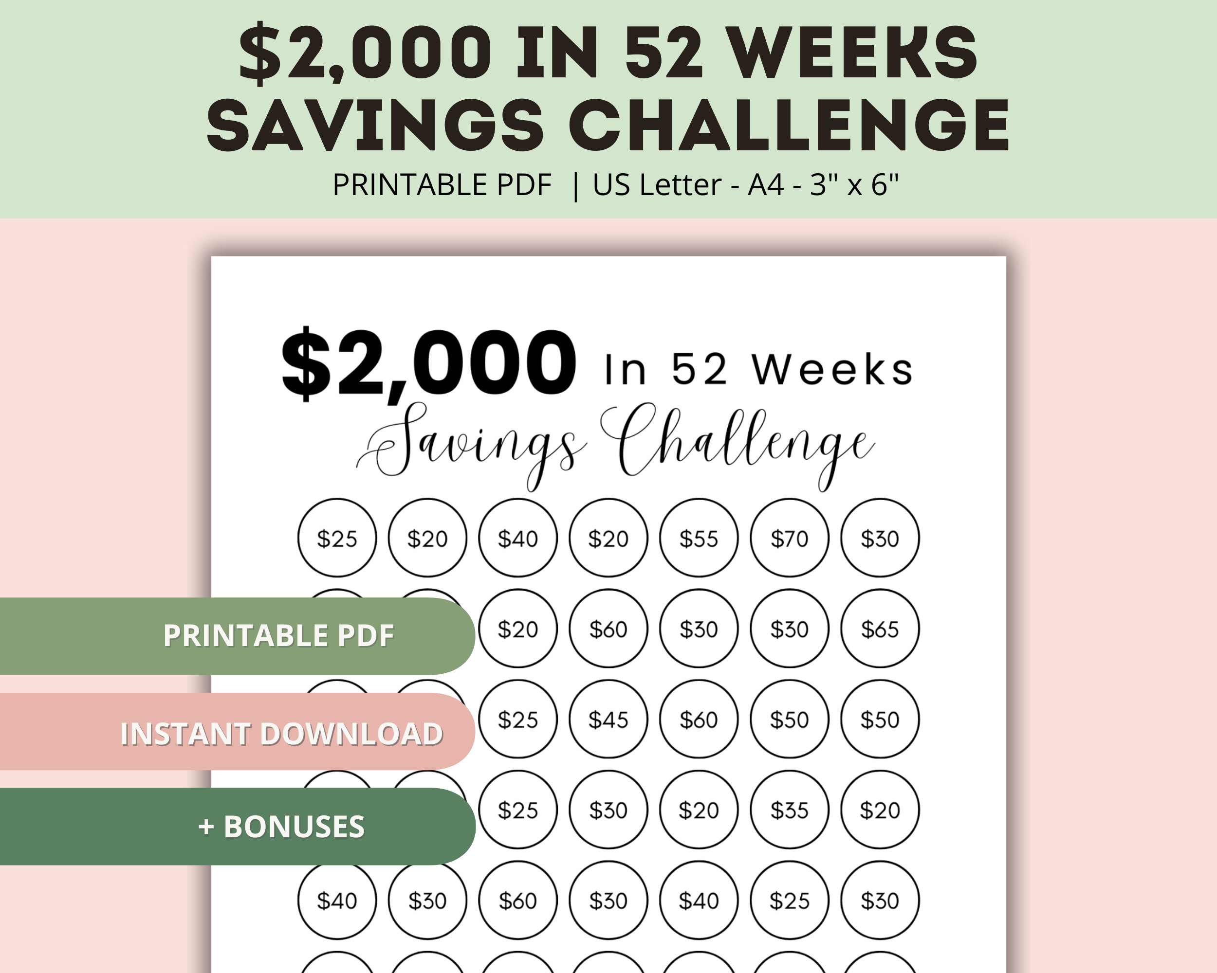 2K Savings Challenge Printable 2,000 Savings Challenge in a Year 2000 ...