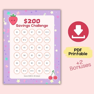 200 Savings Challenge Printable Money Saving Challenge 30 Days ...