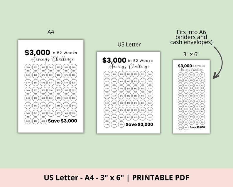 3K Savings Challenge Printable | 3,000 Savings Challenge in a Year ...