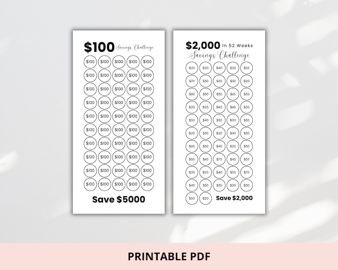 Savings Challenge Printable A6, Savings Tracker Printables Bundle ...