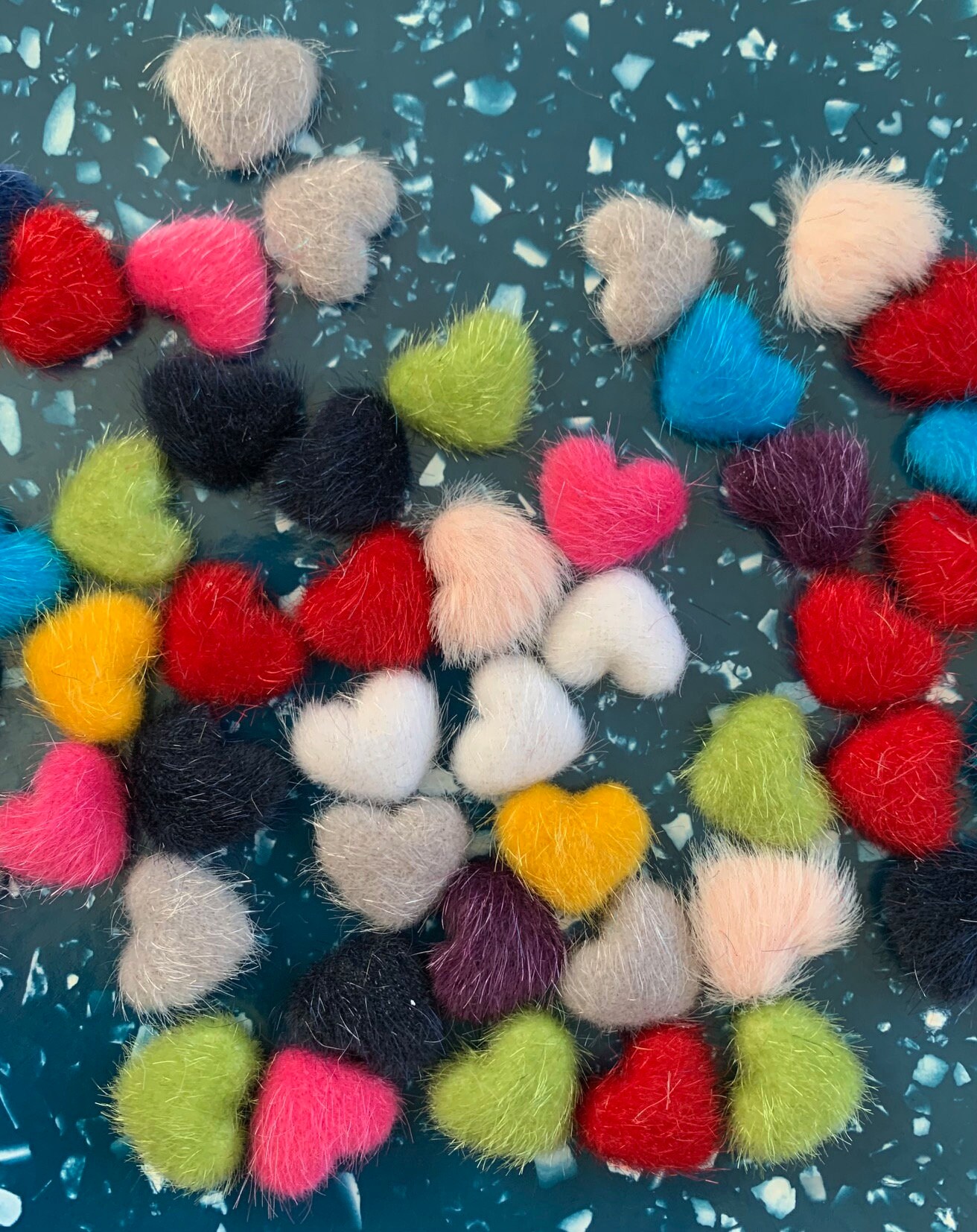 Fuzzy Flat Back Heart Charms Colorful Furry Hearts Heart Cabochons ...