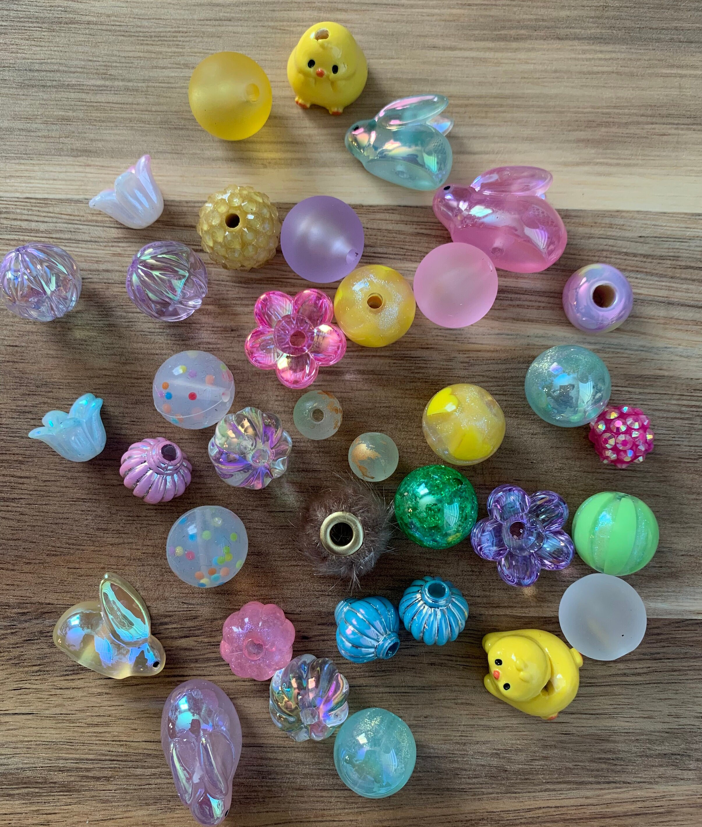 Bunny and Chicks Bead Mix Spring Bead Mix Bead Soup Easter Bead Mix ...