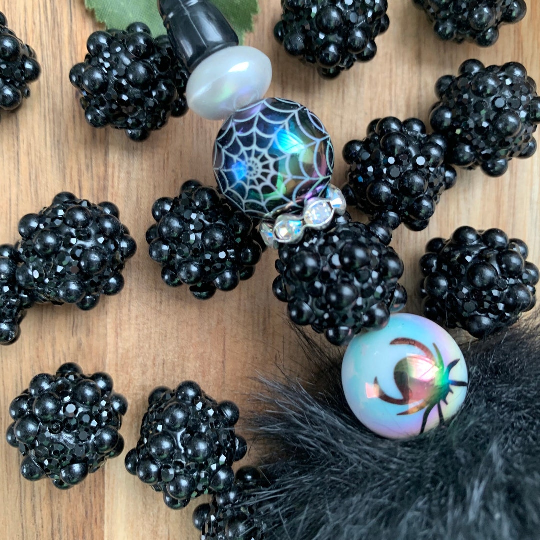 Black Pearl Rhinestone Bead Black Fancy Bead All Black Bead Beads for ...